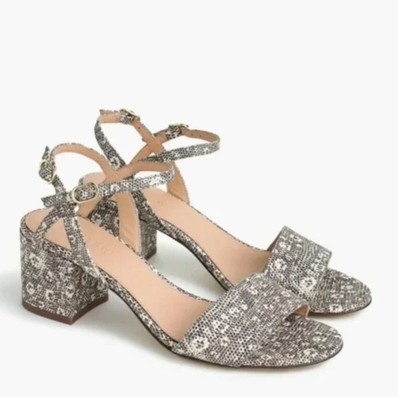 J. Crew | Shoes | Jcrew Strappy Block Heel Sandals Lizard Stamped ...